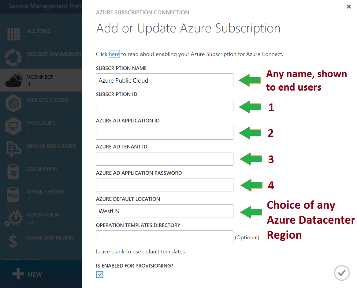 How to add Microsoft Azure Subscription to Windows Azure Pack